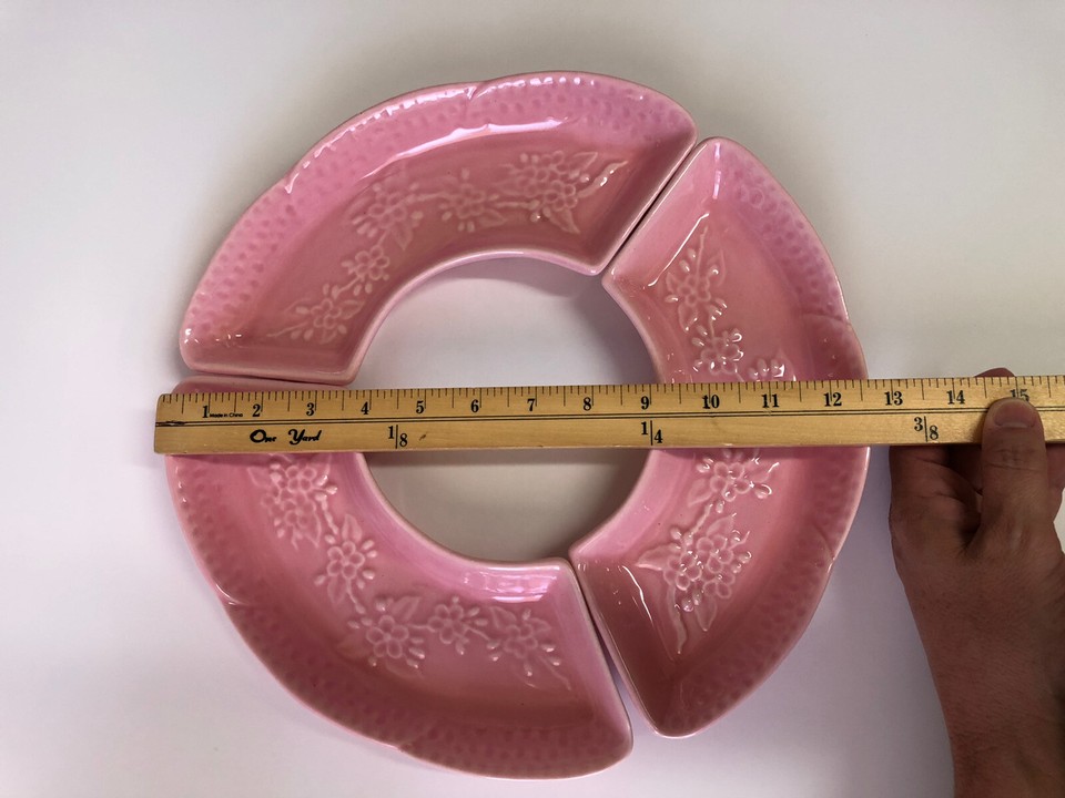 Vintage USA Calif Pottery Pink Ceramic Serving Trays Dishes Glazed 503 ...