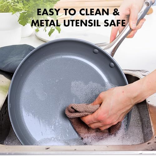GreenPan 12 Inch Frying Pan Nonstick Ceramic Skillet with Glass Lid ...
