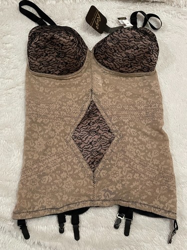 48B RAGO CORSELETTE 6 Garters Open Bottom Girdle Bra Body Briefer Black ...