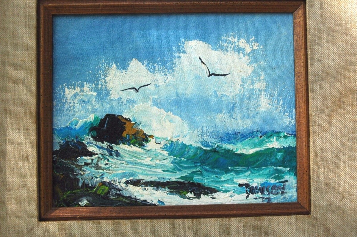 Joseph Dowson Hawaiian Seascape North Oahu Painting 1973 Joseph Dowson Hawaiian Seascape North Oahu Painting 1973