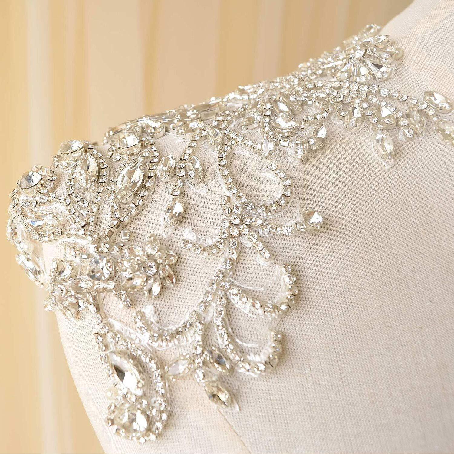 Mirror Pair Rhinestone Shoulder Applique Bridal Dress Crystal Patch | eBay