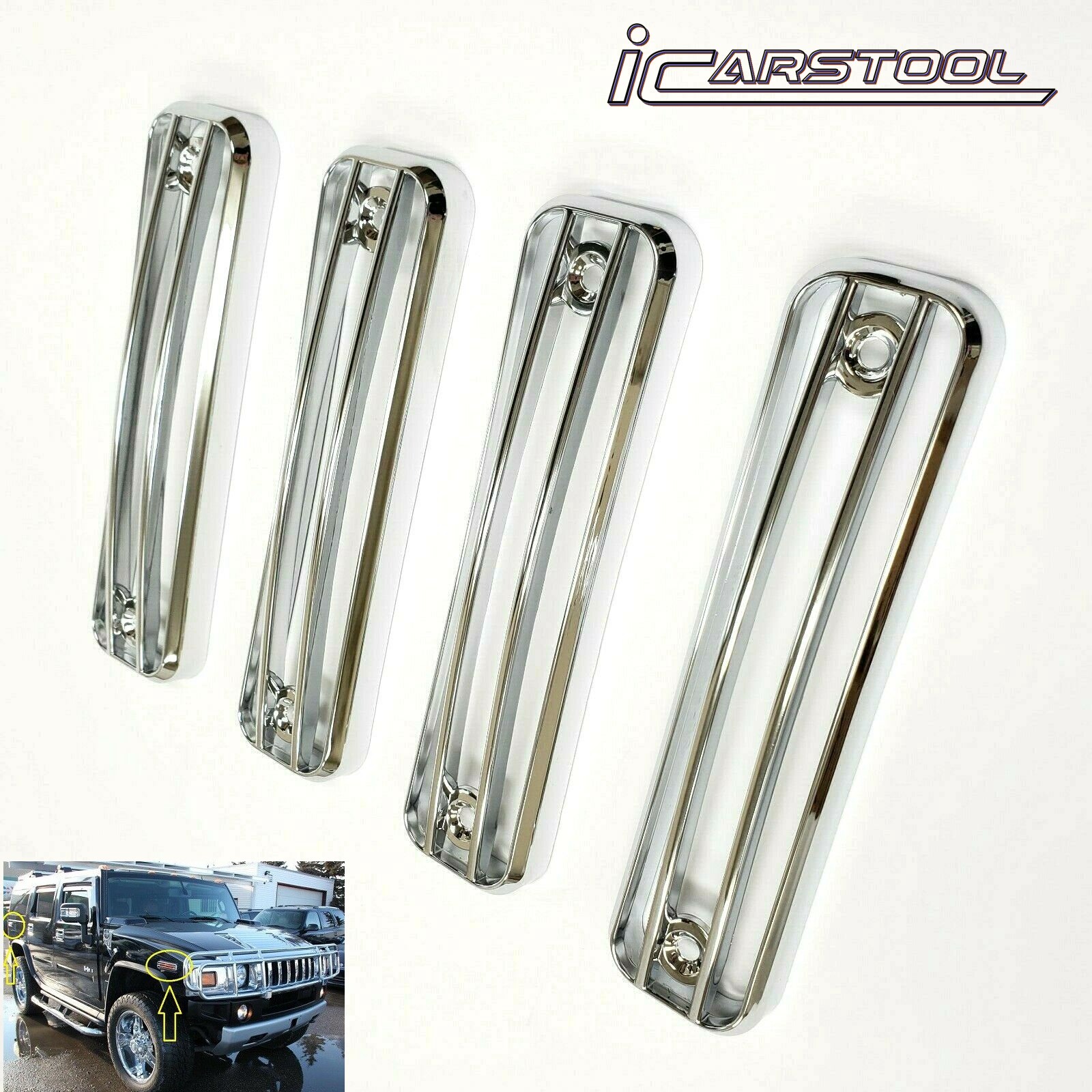 Chrome Side Marker Guard Trim Protector (4PCS) For 2003-2009 HUMMER H2 ...