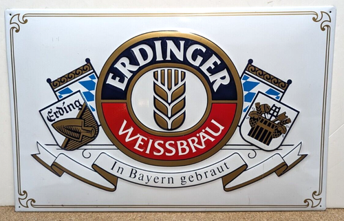 Erdinger Weissbrau German Bavaria Beer Embossed Metal Tin Sign 24" | eBay
