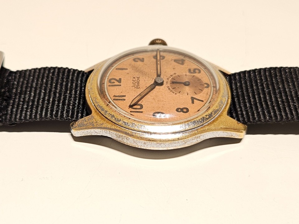 VINTAGE RARE FRANCE WW2 MILITARY CHROMED MEN'S MECHANICAL WATCH "JUDEX ...