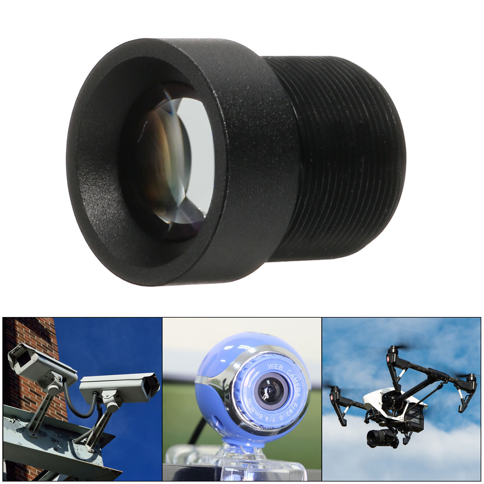 12mm CCTV Camera Lens 3MP F2.0 FPV Security Camera Lens for IP Camera ...