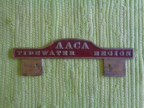 Vintage AACA Tidewater Region BRASS LICENSE PLATE TOPPER Badge Emblem ...