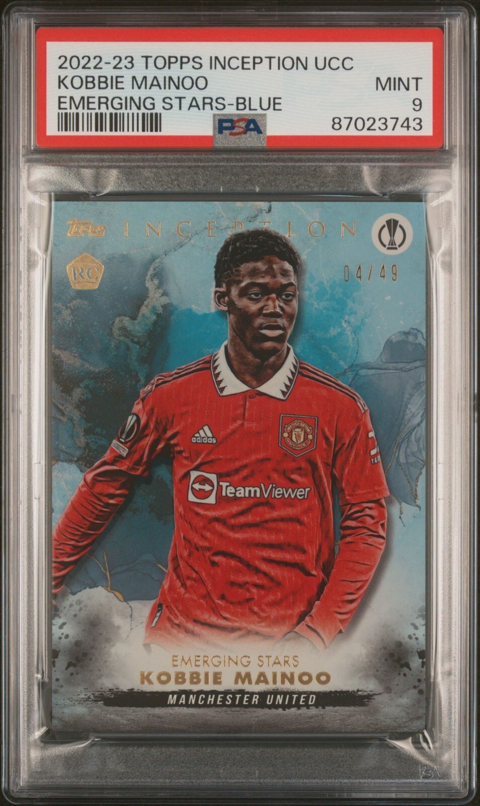 2022-23 Inception UEFA Emerging Stars Kobbie Mainoo-Blue /49 PSA 9 pop ...