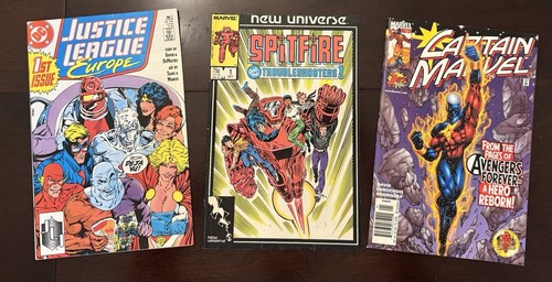 Marvel/DC Comics 1st Issues Lot (3), Spitfire, Captain Marvel, Justice ...