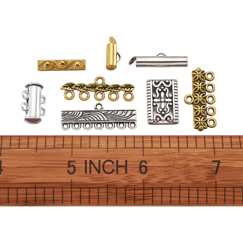 148pc Brass Magnetic Slide Lock Clasps Alloy Links /Iron Slide On End ...