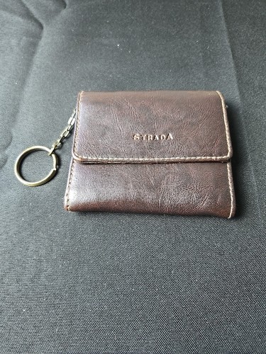 Strada women's vinyl wallet, change purse, key chain holder, dark brown ...