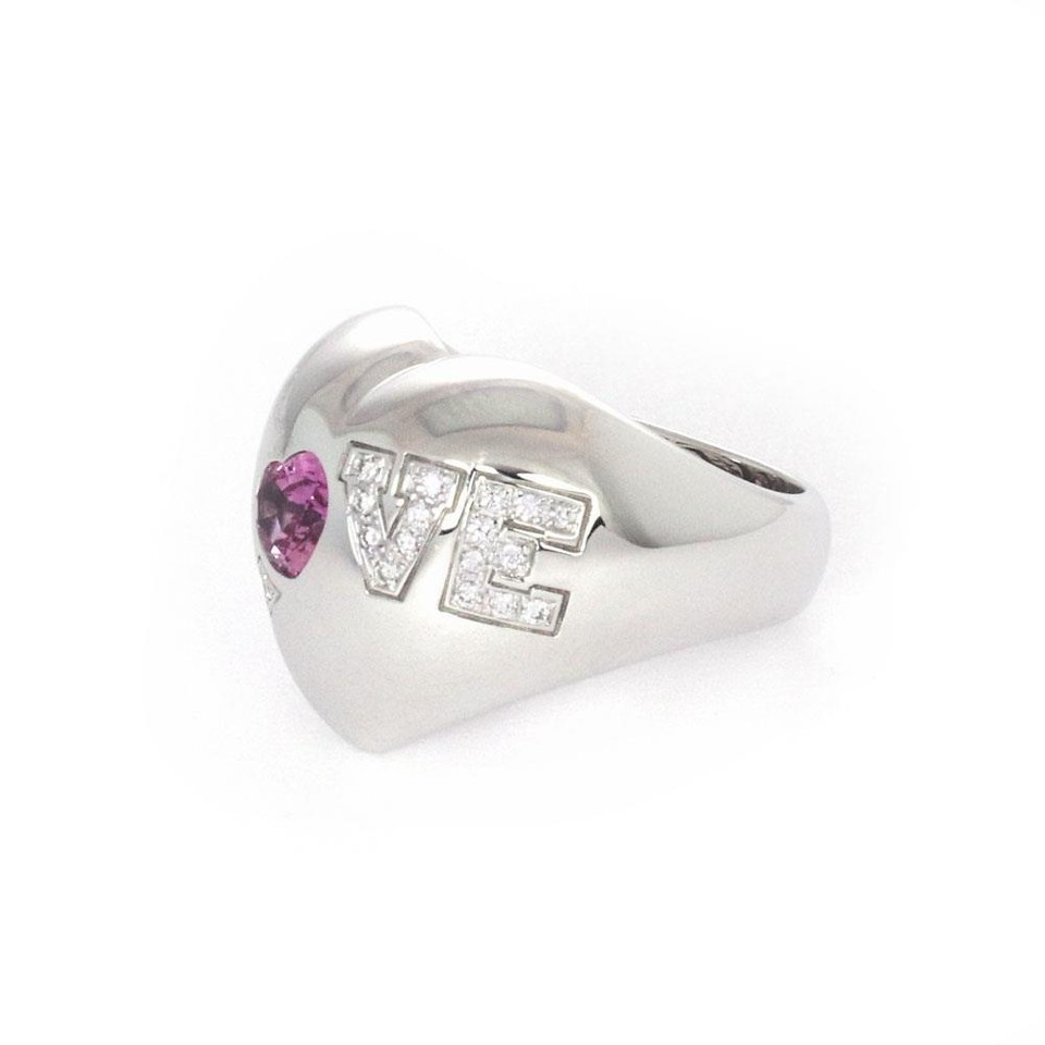 Chopard LOVE Diamond Ring Pink Sapphire 18k Wide Gold Dome Heart | eBay