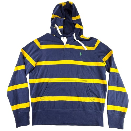 Polo Ralph Lauren Men’s Large Striped Jersey Hooded Rugby Shirt Fleece ...