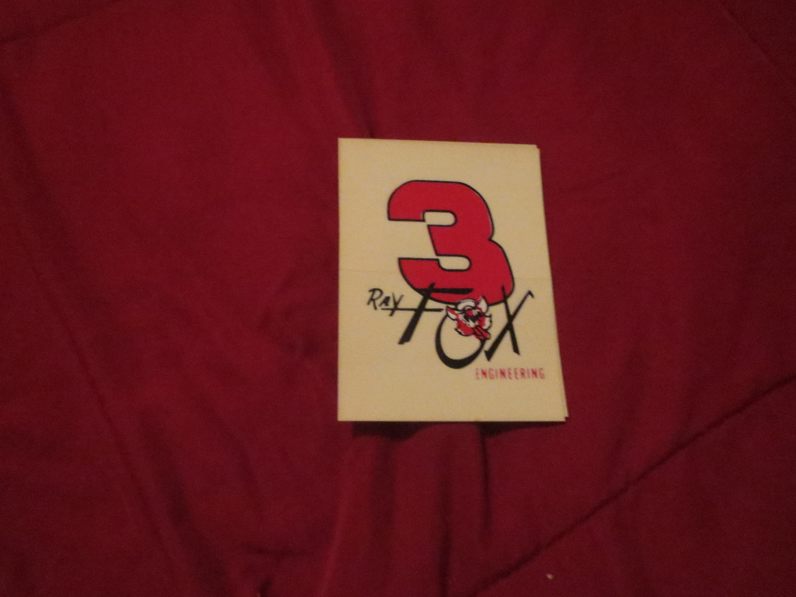 RAY FOX ENGINEERING #3 RED AND BLACK FOX LOGO VINTAGE RACING AUTOMOTIVE ...