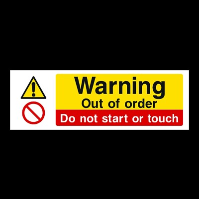 Warning Out Of Order 300x100mm Plastic Sign OR Sticker (MP22) | eBay UK