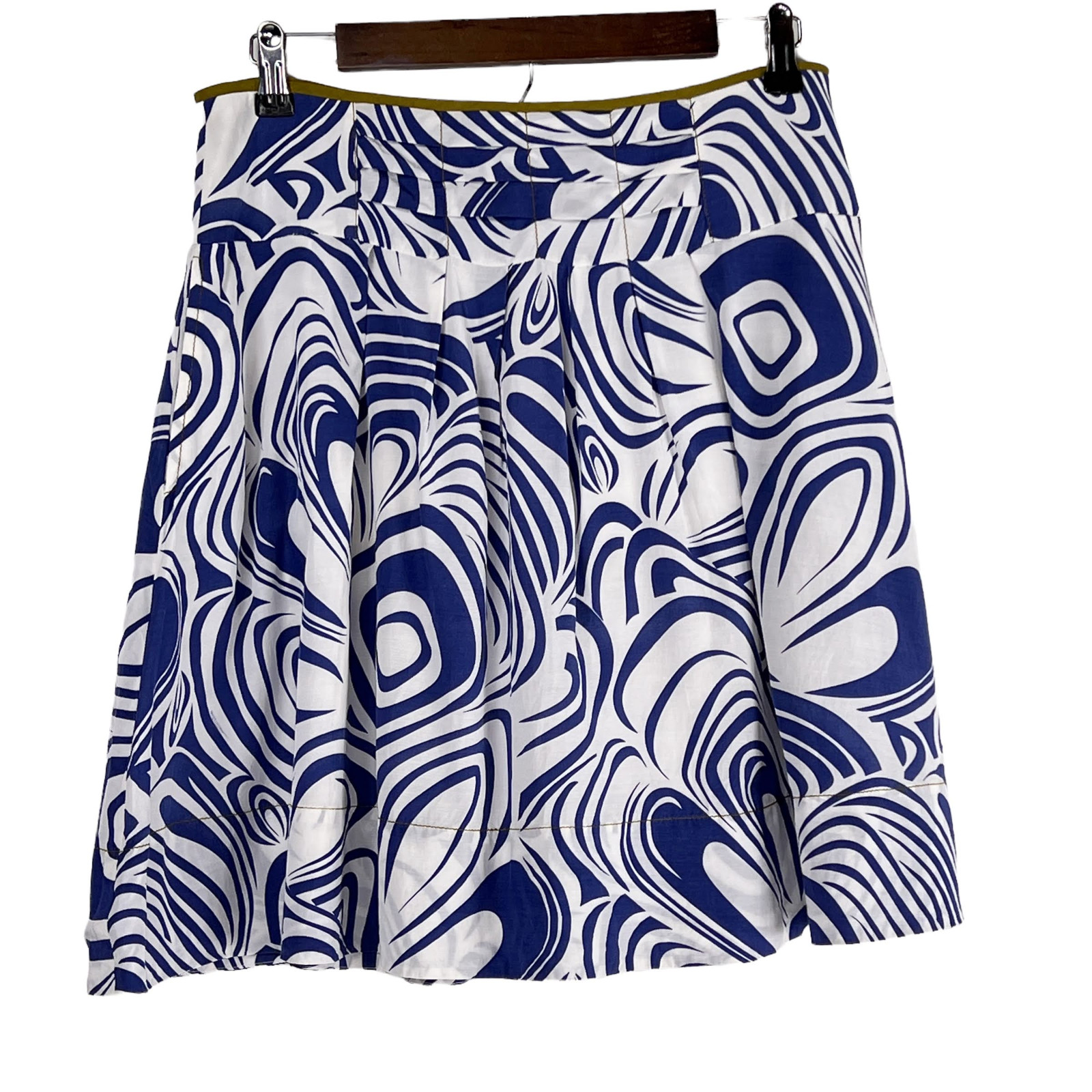 CAbi Lombard 470 Blue Abstract Swirl Print A Line Kne… - Gem