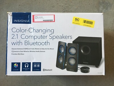 Insignia 2.1 Bluetooth RGB Lighted Speaker System Desktop Subwoofer ...
