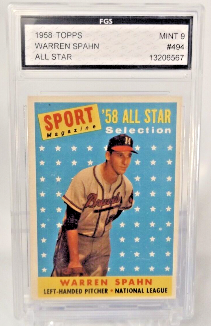 1958 Topps #494 Warren Spahn - All Star - FGS 9 | eBay