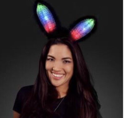 Costume Light Up Bunny Ears Accessories Multi Color Light Battery Op | eBay