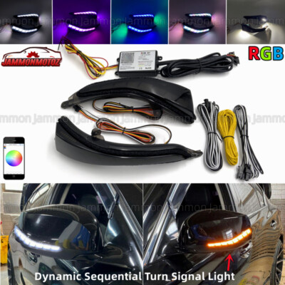 Smoked Dynamic RGB LED Mirror Turn Signal/Puddle Light For Infiniti Q50 ...