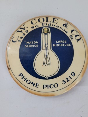 C. W. Cole & Co Mazda Lamp Advertising Mirror | eBay