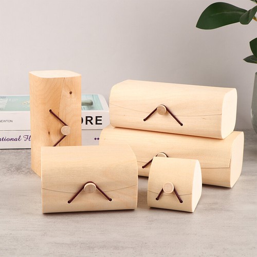 1Pc Wooden Storage Box Plain Wood With Lid Gift Boxes Curved Gift ...