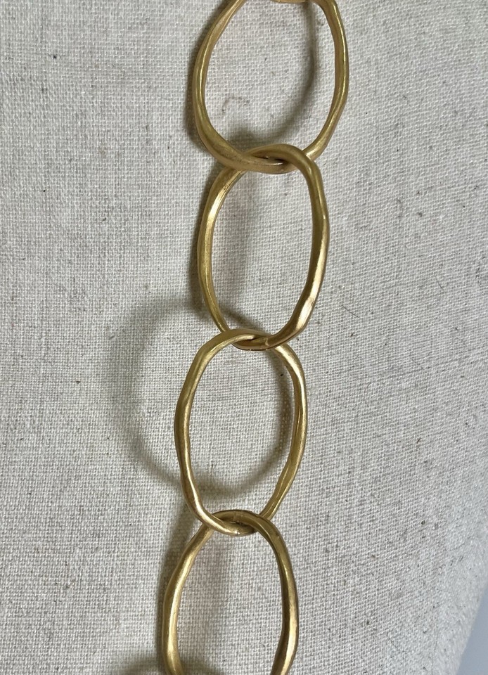 Long Gold Tone Hammered Oval Link Chain Necklace Modern Statement ...