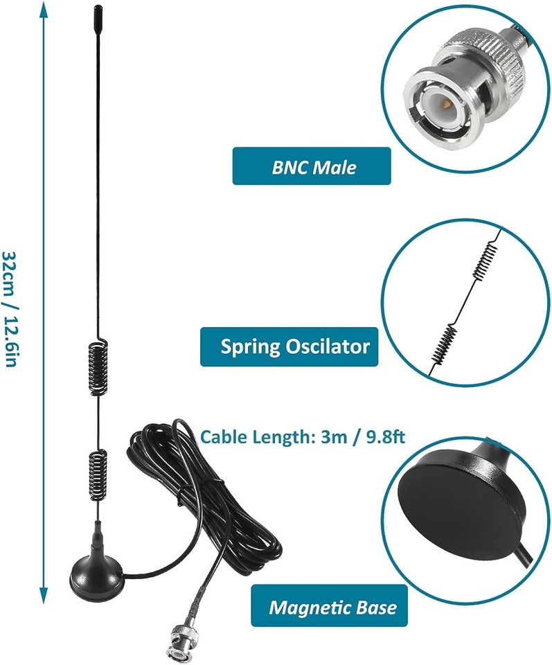2Pcs Police Scanner Antenna 20-1300Mhz Radio Scanner Antenna HF VHF UHF ...