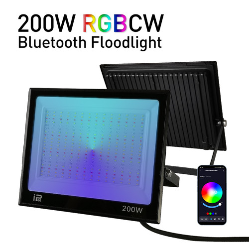 200W RGB LED Floodlight CCT 2835SMD Bluetooth App Control US Plug 110V ...