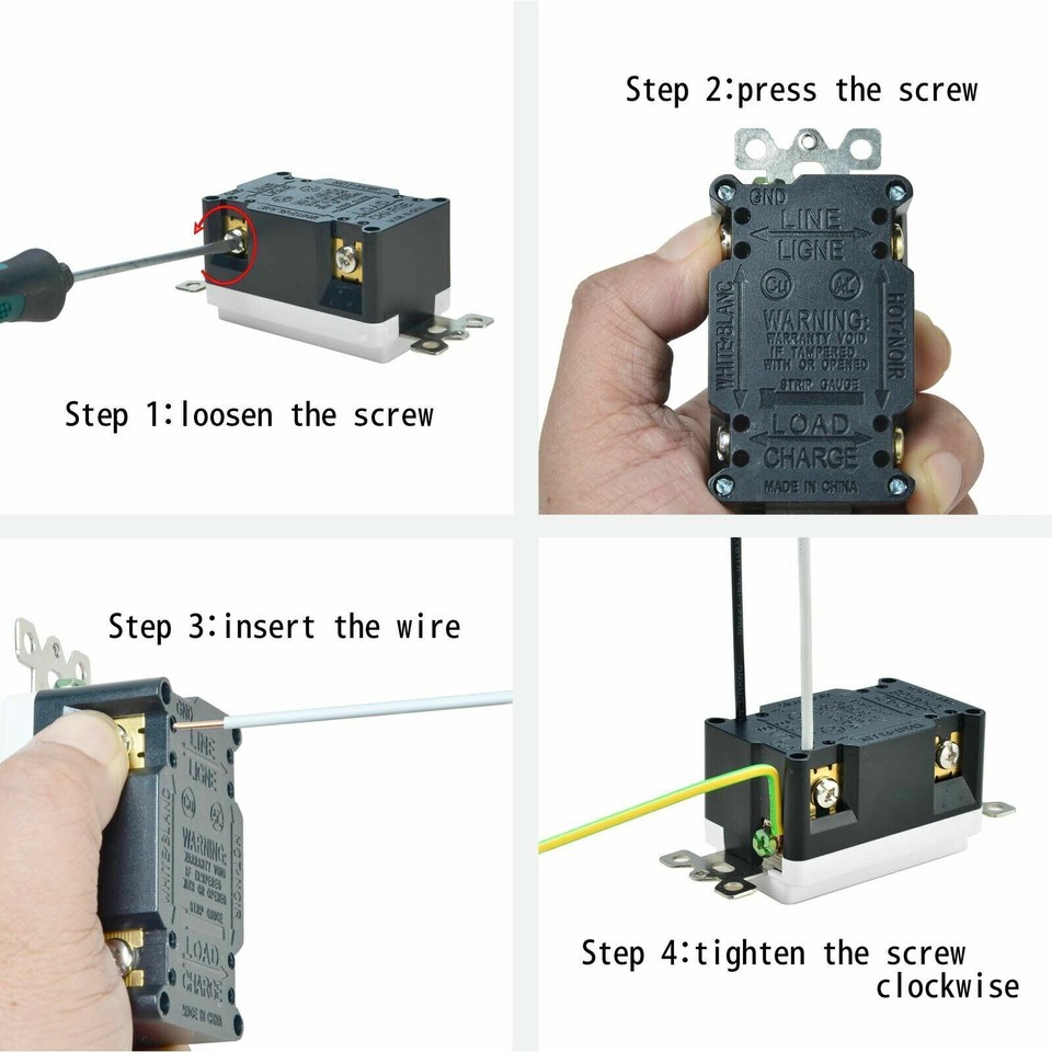 12PCS Tamper Resistant GFI GFCI Outlet 20Amp with LED Indicator, Screws ...