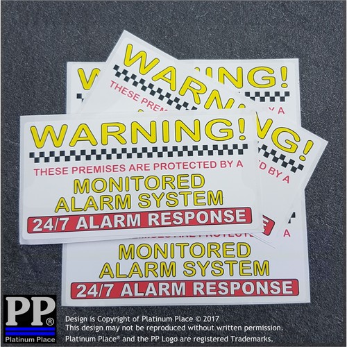 Premises Alarm System Monitored Warning Security Stickers Home Business ...