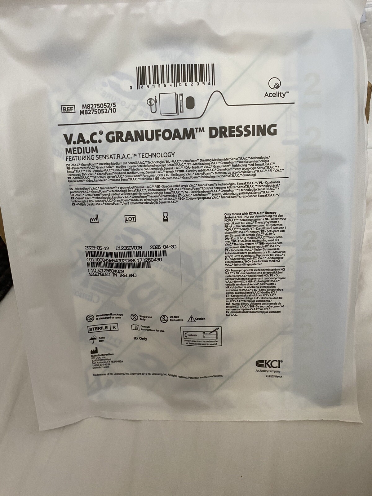 5 KCI V.A.C Granufoam Dressing Wound Care Medium M8275052/5 VAC Therapy ...