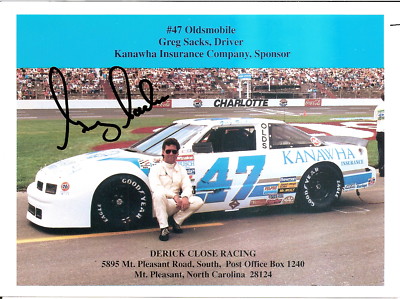 1991 GREG SACKS signed NASCAR HERO PHOTO CARD POSTCARD OLDSMOBILE ...