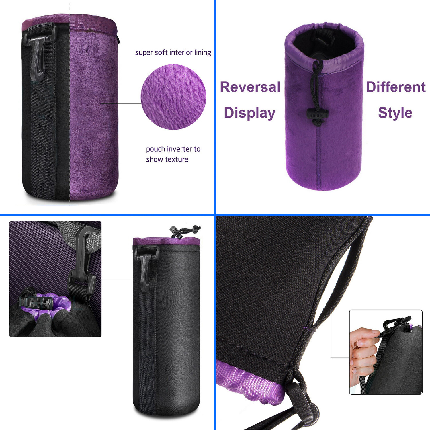 Waterproof DSLR Soft Camera Lens Pouch Protector Cover Bag Case Set S M ...