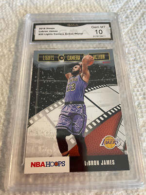 LEBRON JAMES LAKERS 2019 HOOPS LIGHTS CAMERA ACTION WINTER # 20 GRADED ...