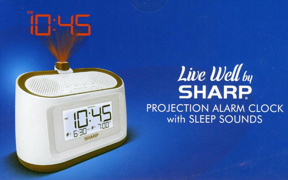 Sharp PROJECTION ALARM CLOCK with 8 SOOTHING SLEEP SOUNDS & DUAL ALARM ...
