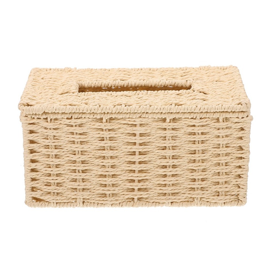 1Pc Retro Desktop Tissue Storage Box Paper String Woven Storage Tissue ...