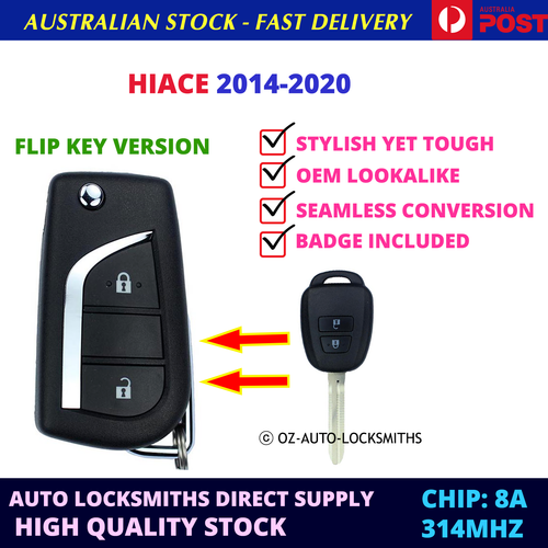 For Toyota Hiace Remote Key Flip Style 2014 2015 2016 2017 2018 2019 ...
