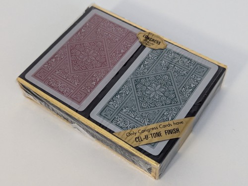 Vintage Congress Playing Cards 2 Decks SEALED Set Cel-u-tone Finish Red ...