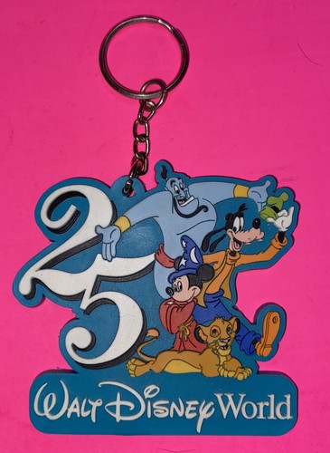 VTG Walt Disney World 25th Anniversary Vinyl Key Chain Simba Aladdin ...