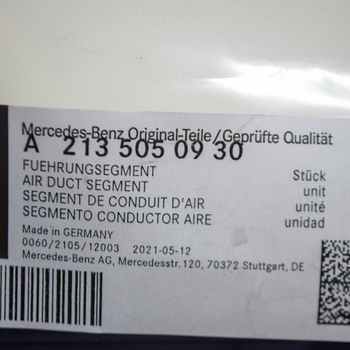 NEW MB E W213 FRONT RADIATOR LOWER AIR DUCT SEGMENT A2135050930 213-505 ...
