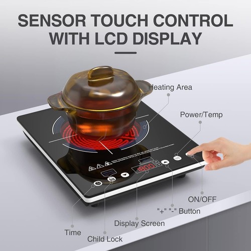 Portable Electric Cooktop Burner Electric Stove Top Touch Screen 110V ...