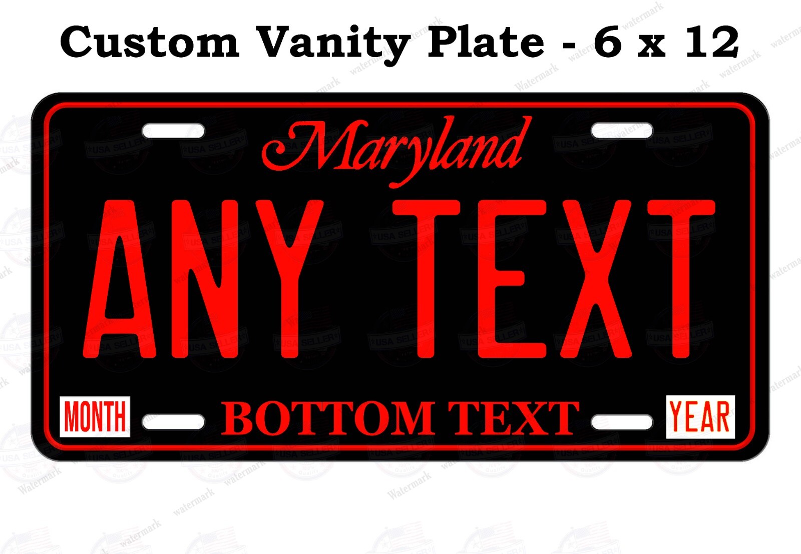 Maryland Black & Red Personalized License Plate Metal Tag Auto ATV Car ...