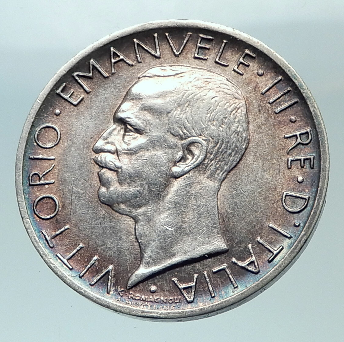 1927 ITALY King Victor Emmanuel III Silver 5 Lire Italian Coin w EAGLE ...