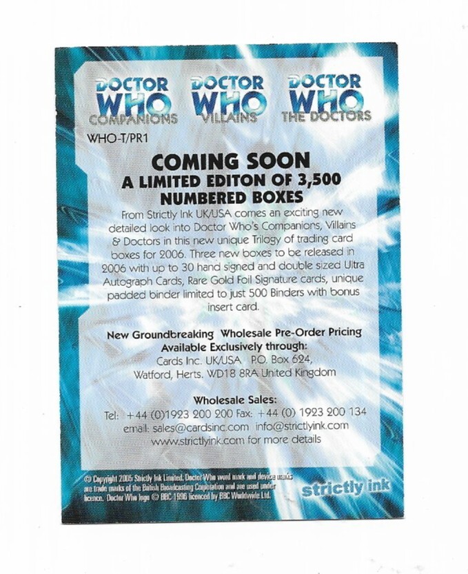 2006 Doctor Who Trilogy ~ Promo Card WHO-T/ PR1 | eBay