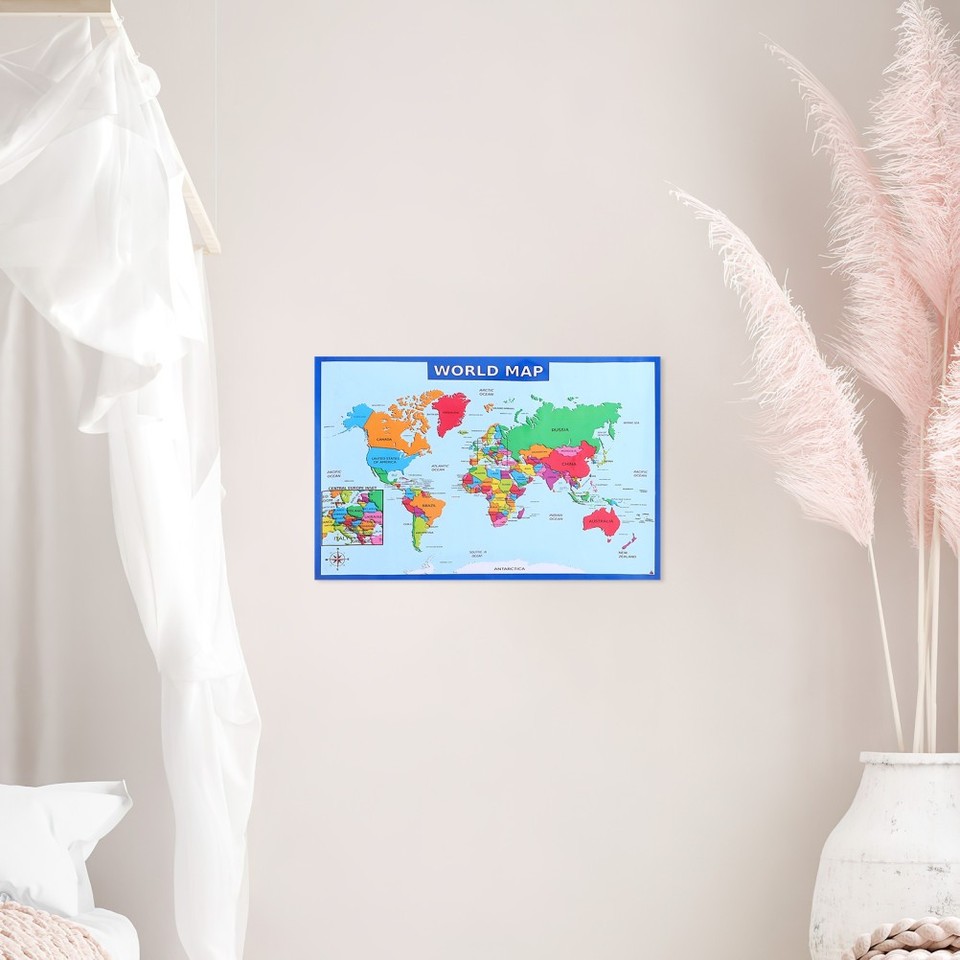 Colorful Geography Map Poster of America World Map for Educational ...