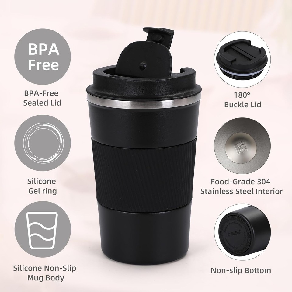 Stainless Steel Coffee Mug, 12 oz Travel Mug Insulated Leak 12 oz ...