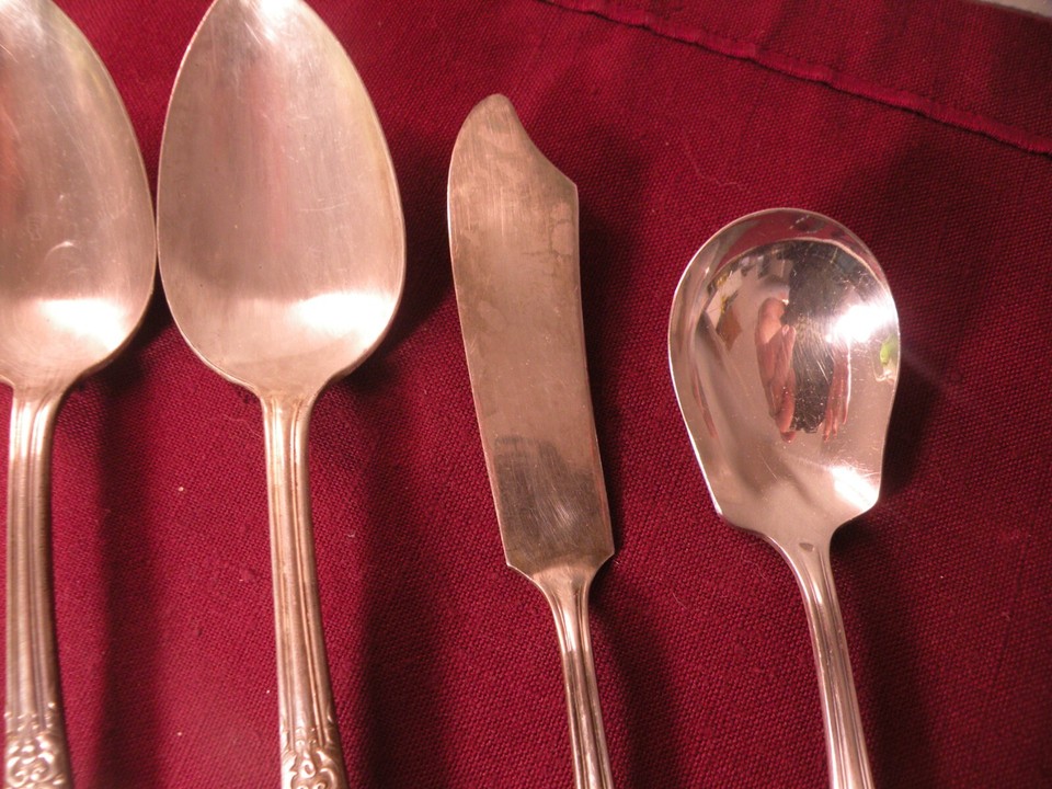 National Silver Co King Edward Silverplate 2 Solid serving spoons sugar ...