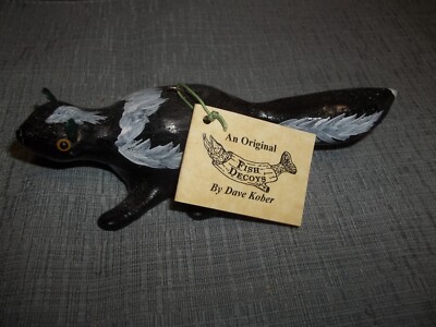 RARE Dave Kober Hand Carved SKUNK Fish Decoy with Original Tag ...