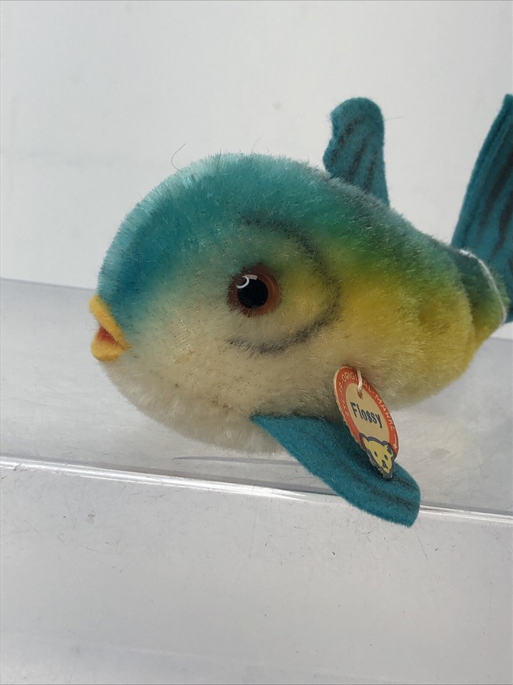 5” Long Blue & Yellow Mohair Steiff 1960’s “Flossy” Fish No Tag #U | eBay