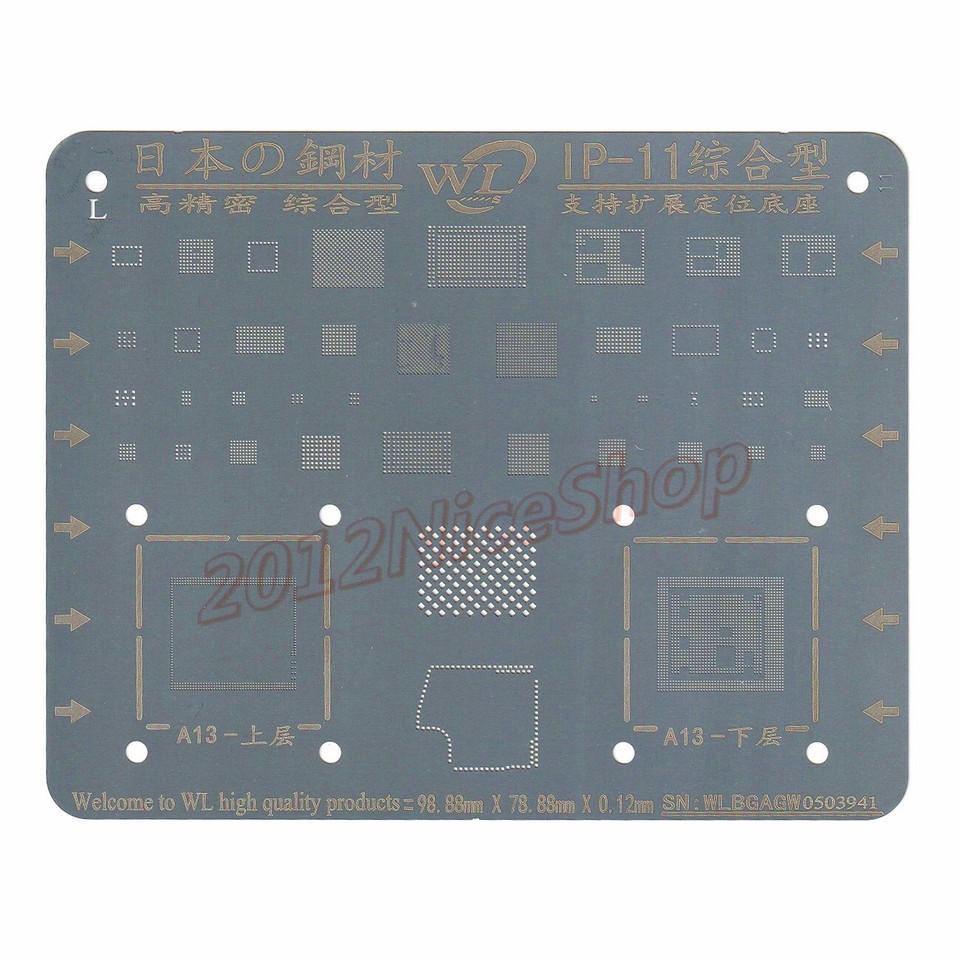 IC Repair Chip BGA Reballing Stencil Template For iPhone 8 11 12 13 14 ...